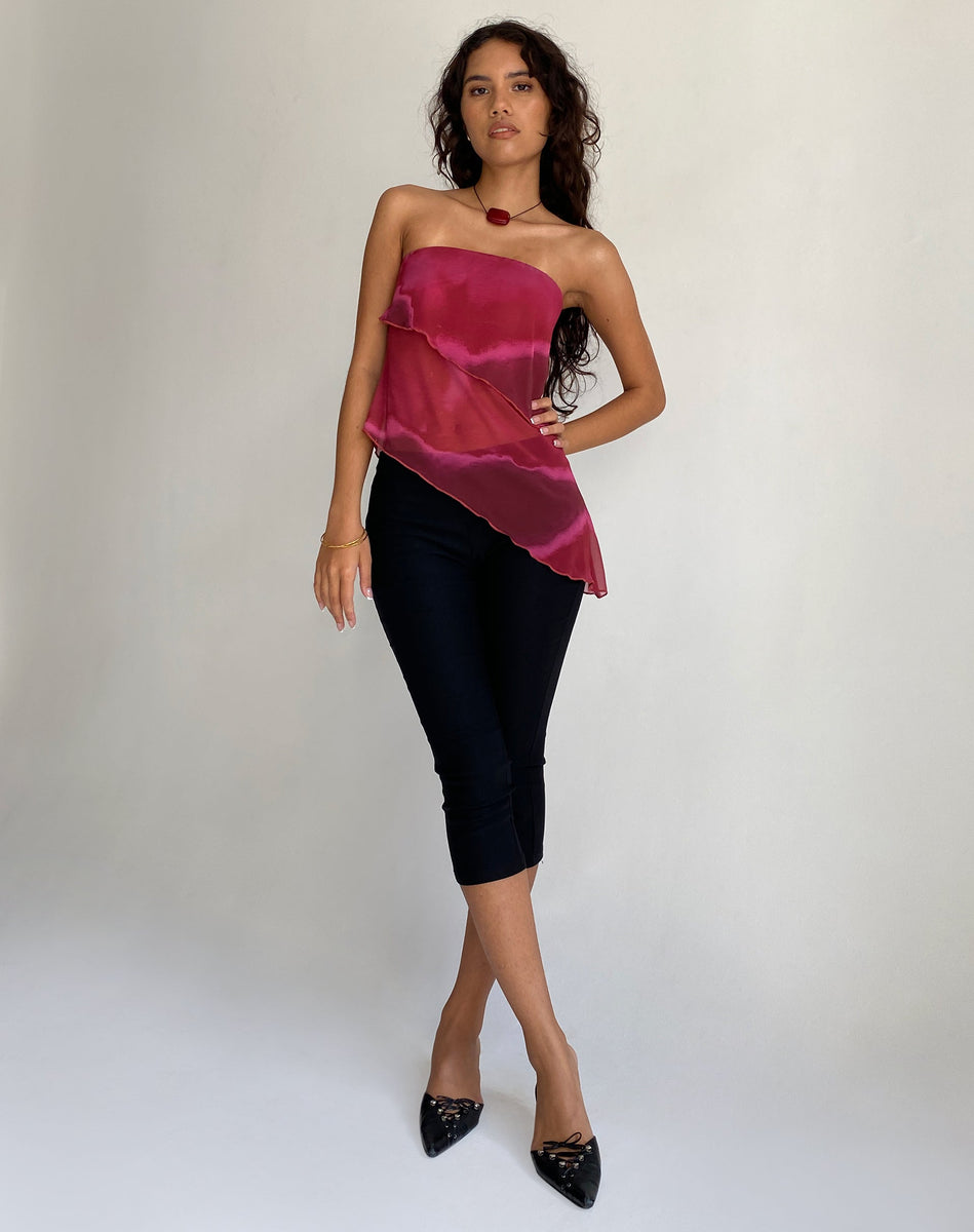 Plum Watercolour Longline Waterfall Tube Top | Joyce – motelrocks-com-eur