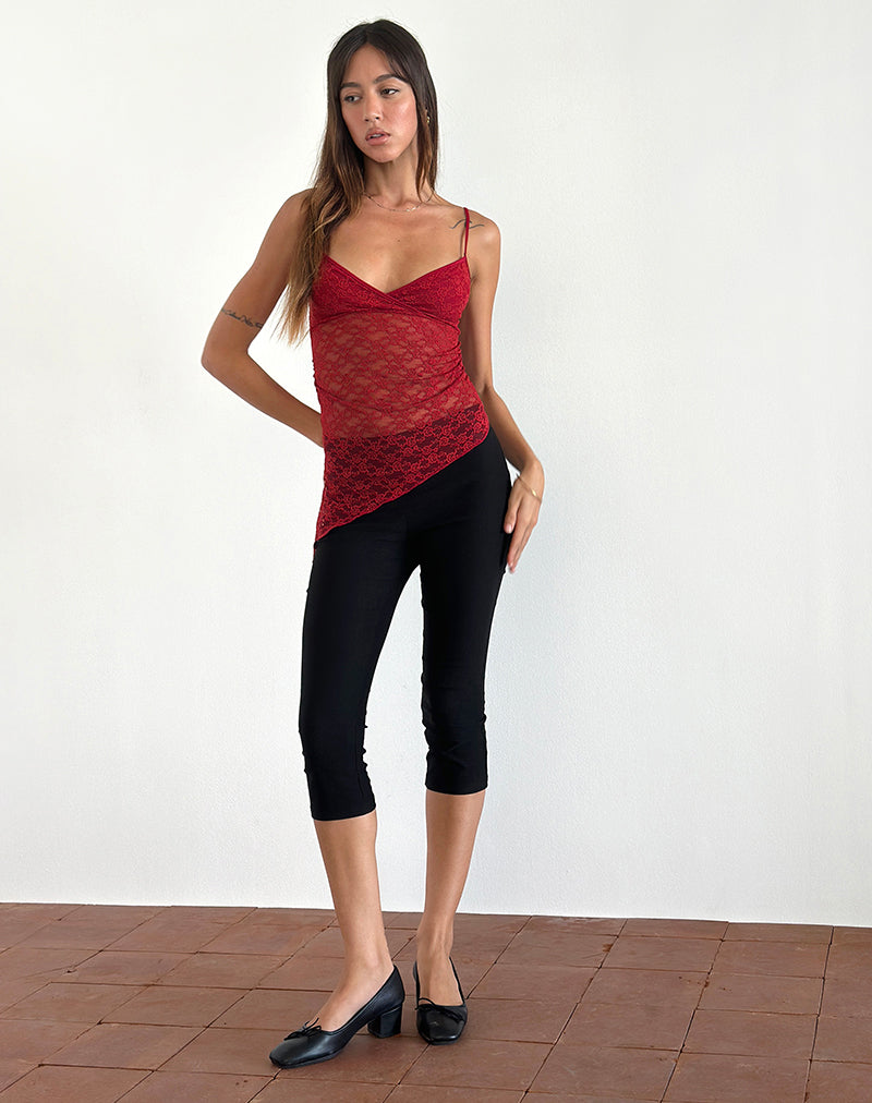 Red Mari Lace Asymmetric Cami Top | Kacha – motelrocks-com-eur
