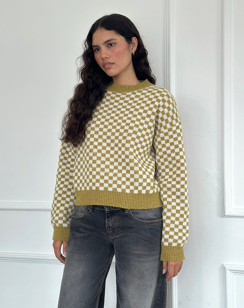 Green Check Jumper | Karu – motelrocks-com-eur