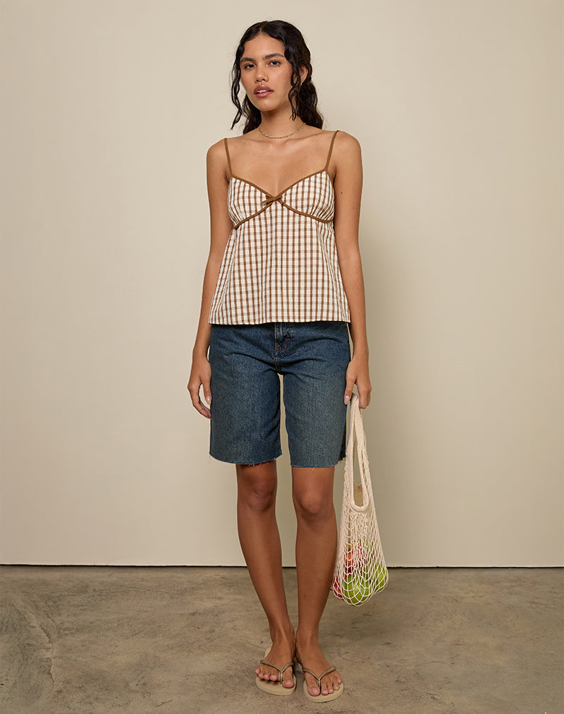 Brown Check Cami Top | Milota – motelrocks-com-eur
