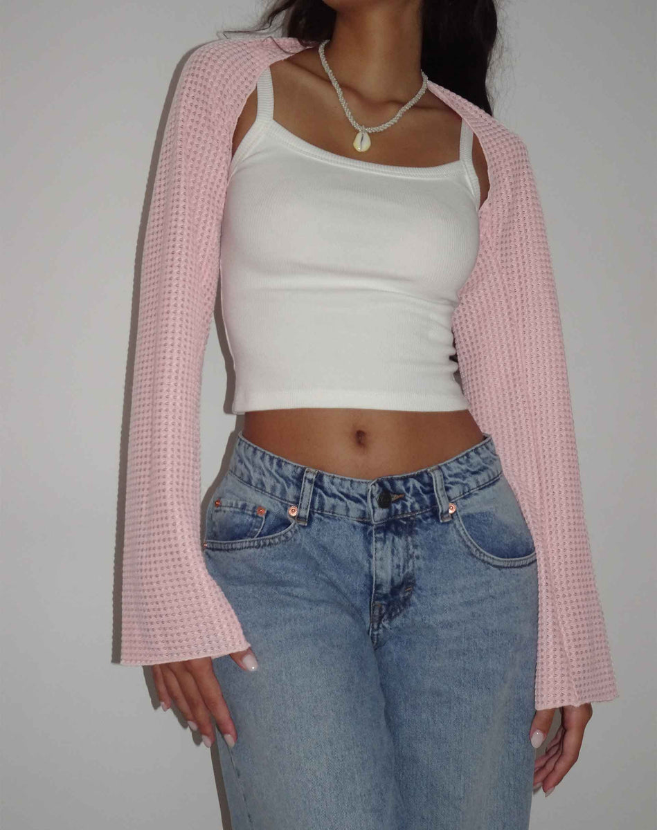 Salmon Textured Crochet Shrug Top | Nobila – motelrocks-com-eur