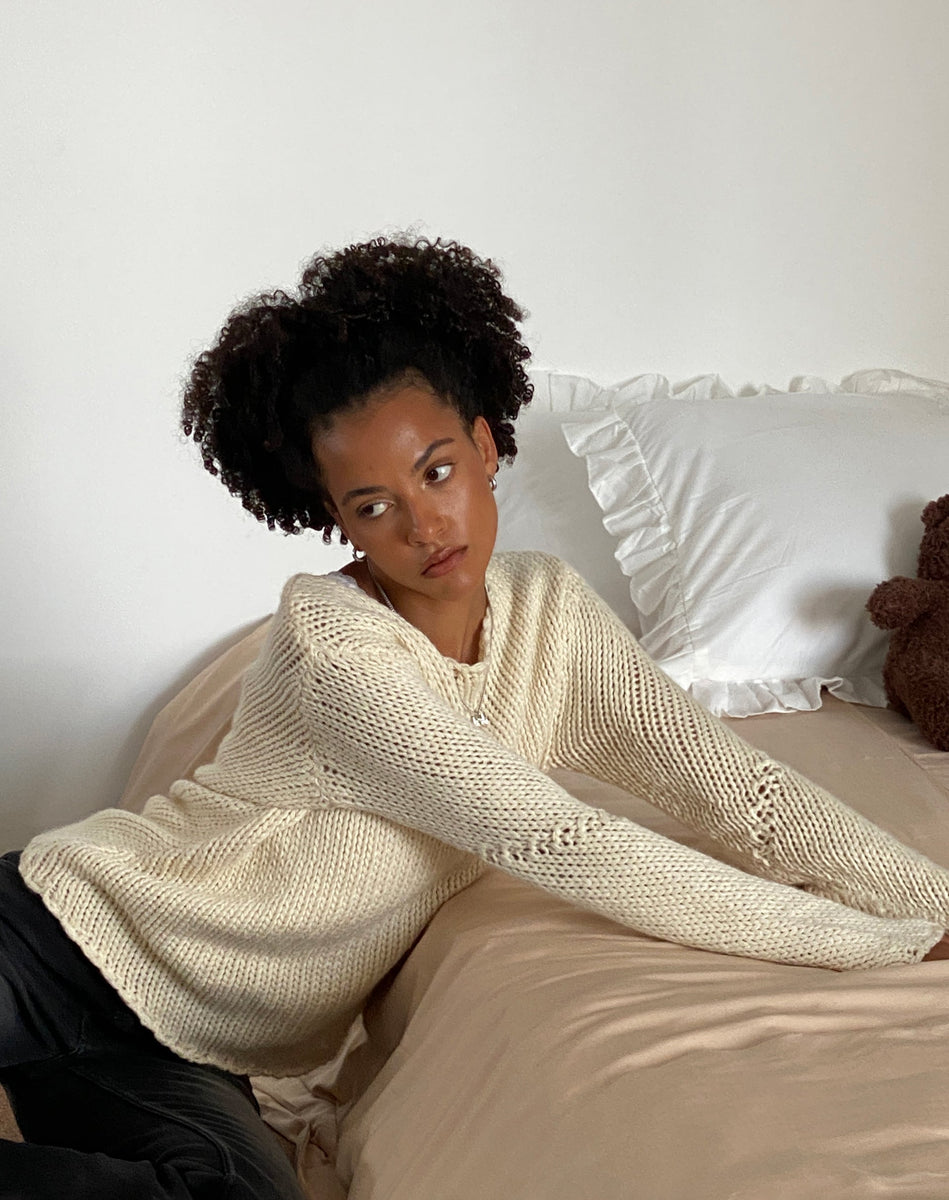 Neutral Knitted Jumper | Ranvir – motelrocks-com-eur