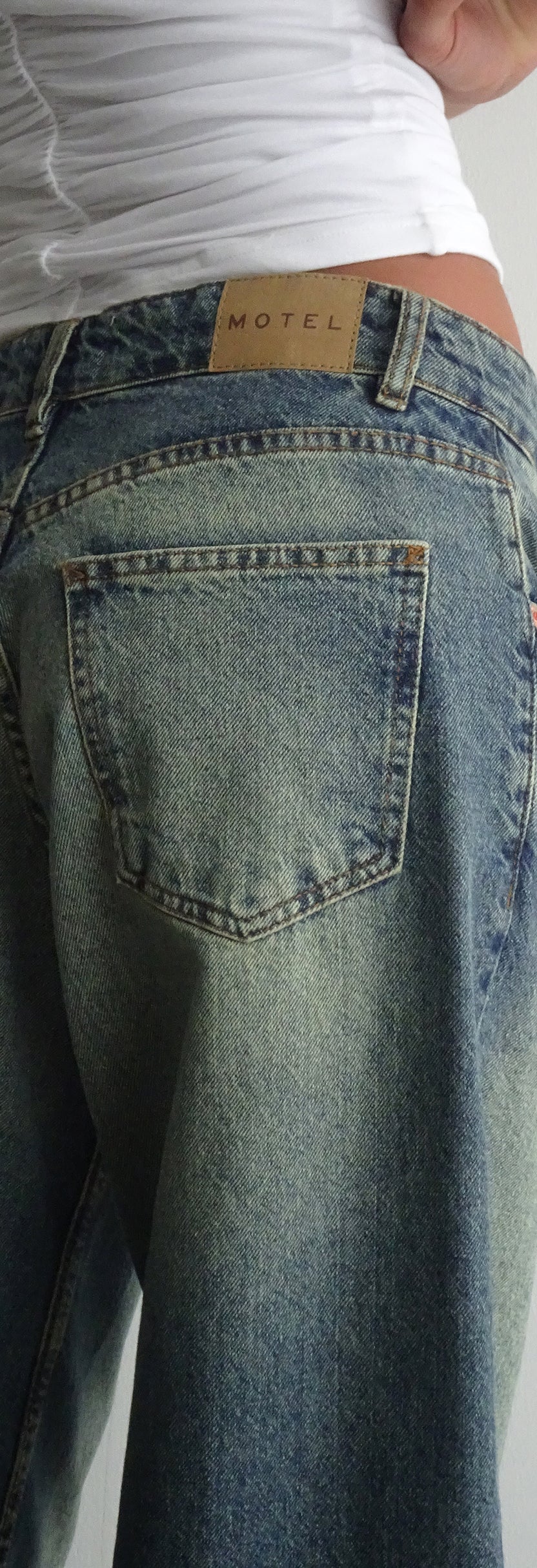Extreme Blue Green Extra Wide Low Rise Jeans | Roomy – motelrocks-com-eur