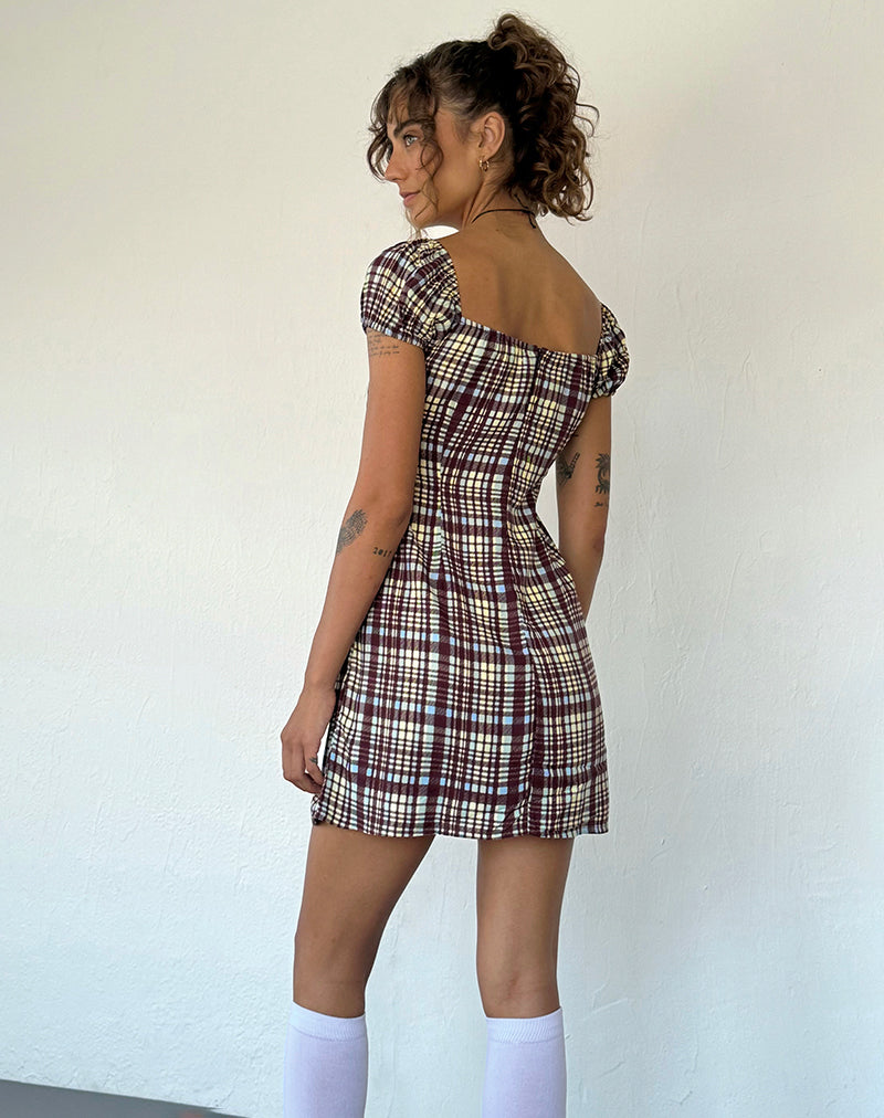 Brown Multi Check Mini Dress | Savio – motelrocks-com-eur