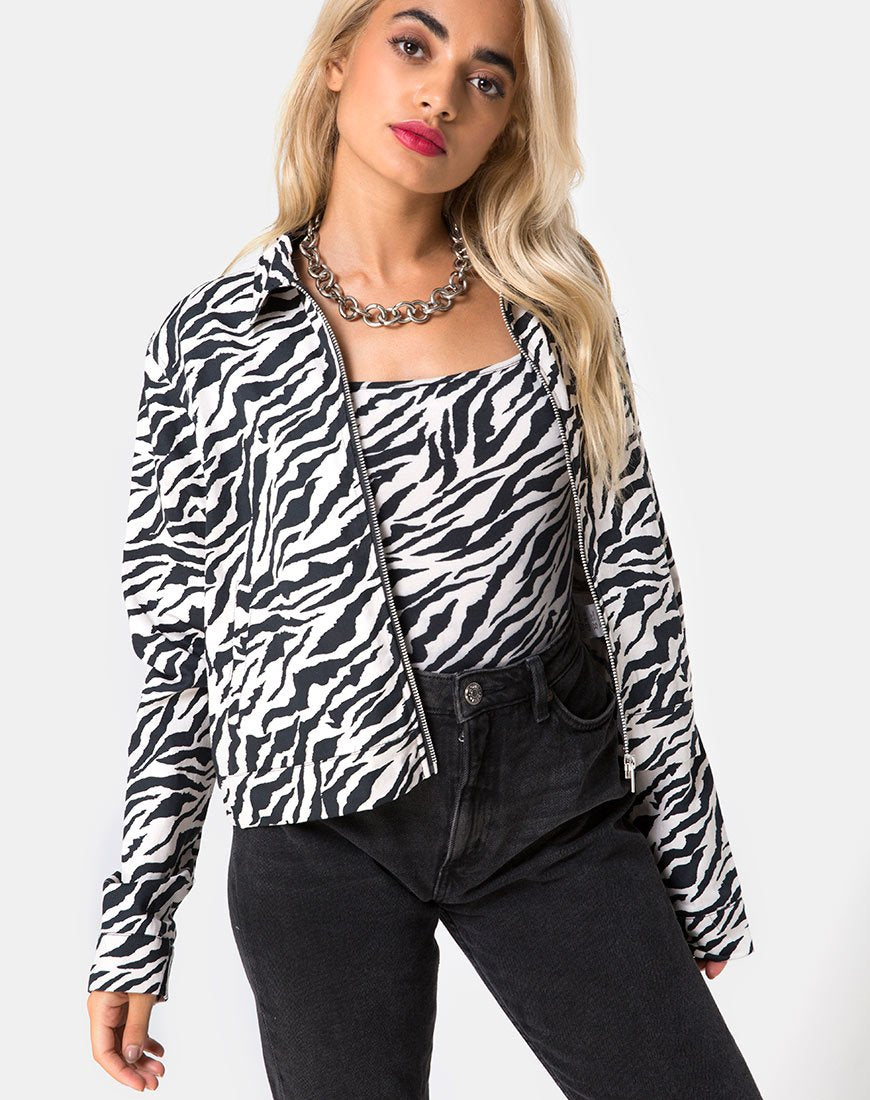 Black and White Zip Up Zebra Print Jacket | Agatha – motelrocks-com-eur