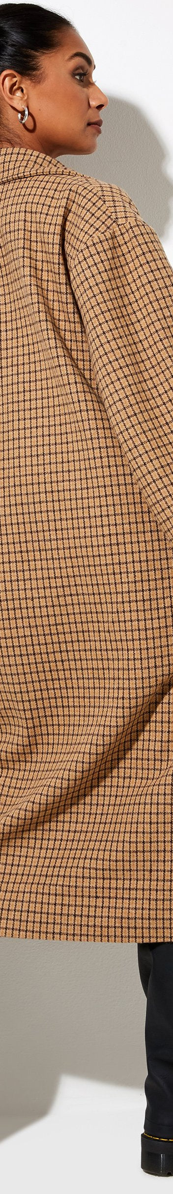 Brown Check Longline Coat | Duster – motelrocks-com-eur