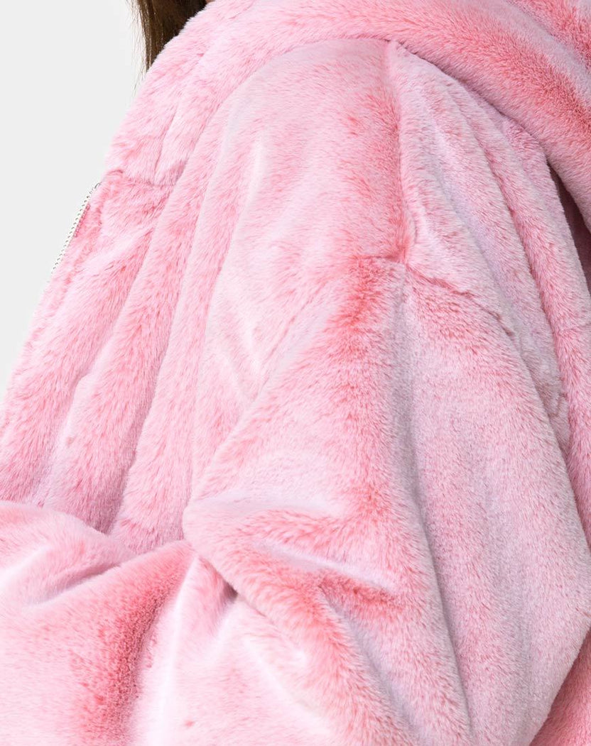 Pink Fluffy Zip-up Jacket | Emerson – motelrocks-com-eur