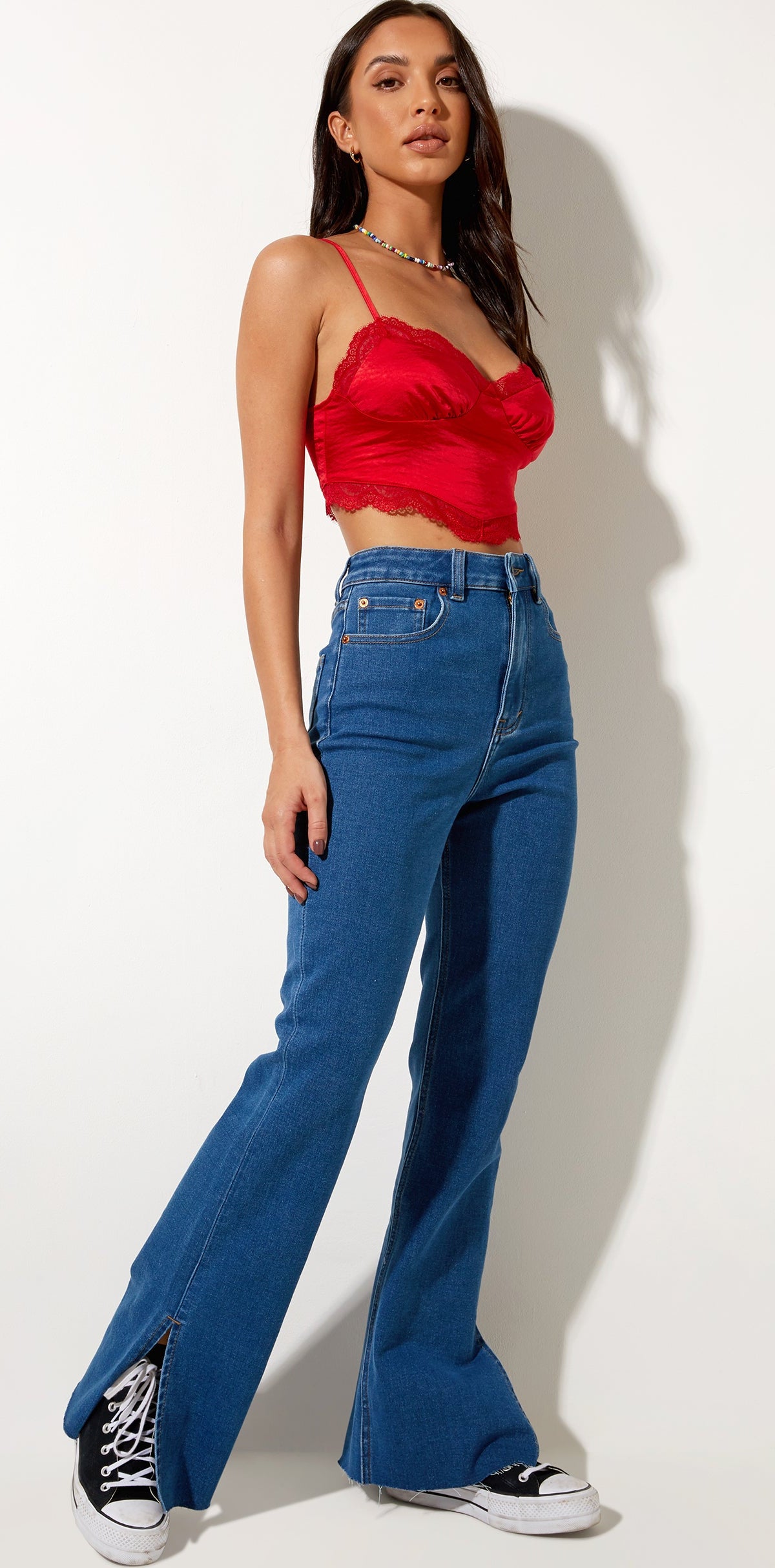 Satin Red Strappy Crop Top | Gemlou – motelrocks-com-eur