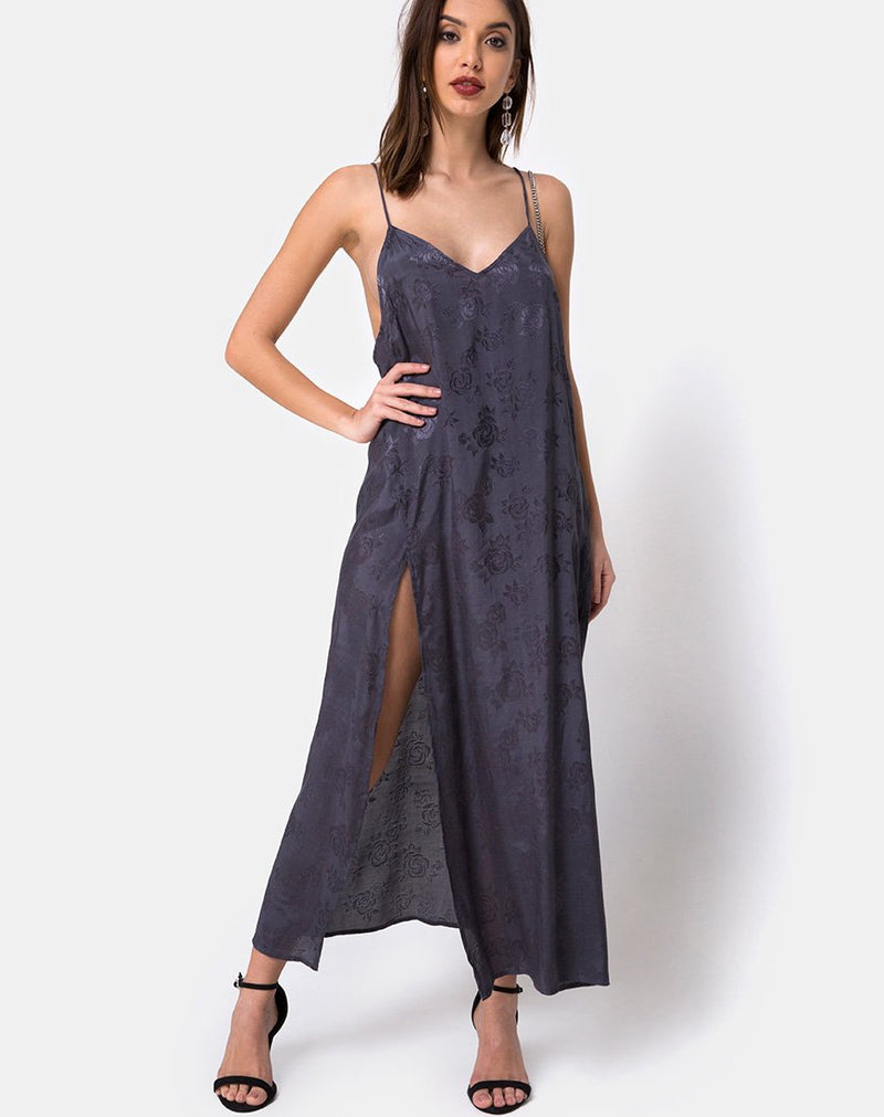 Hime Maxi Dress in Satin Grey Rose – motelrocks-com-eur