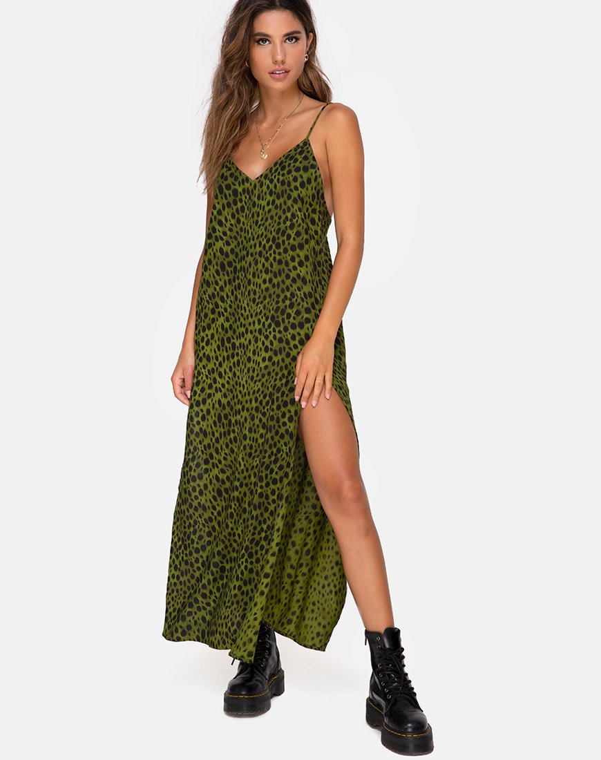 Hime Maxi Dress in Cheetah Khaki – motelrocks-com-eur