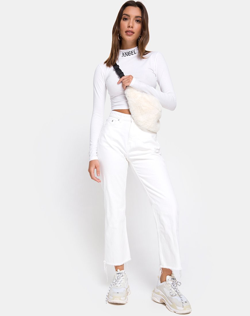 Lara Crop in White with Angel Embro – motelrocks-com-eur