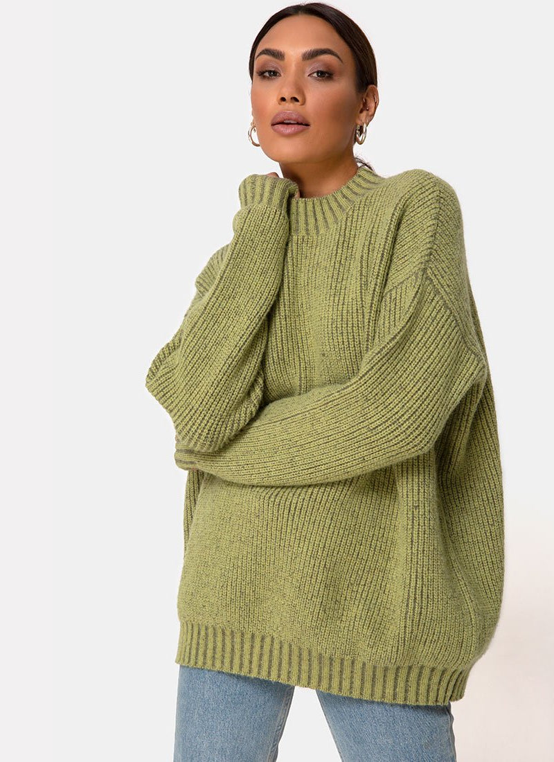 Green Oversize High Neck Jumper | Mody – motelrocks-com-eur