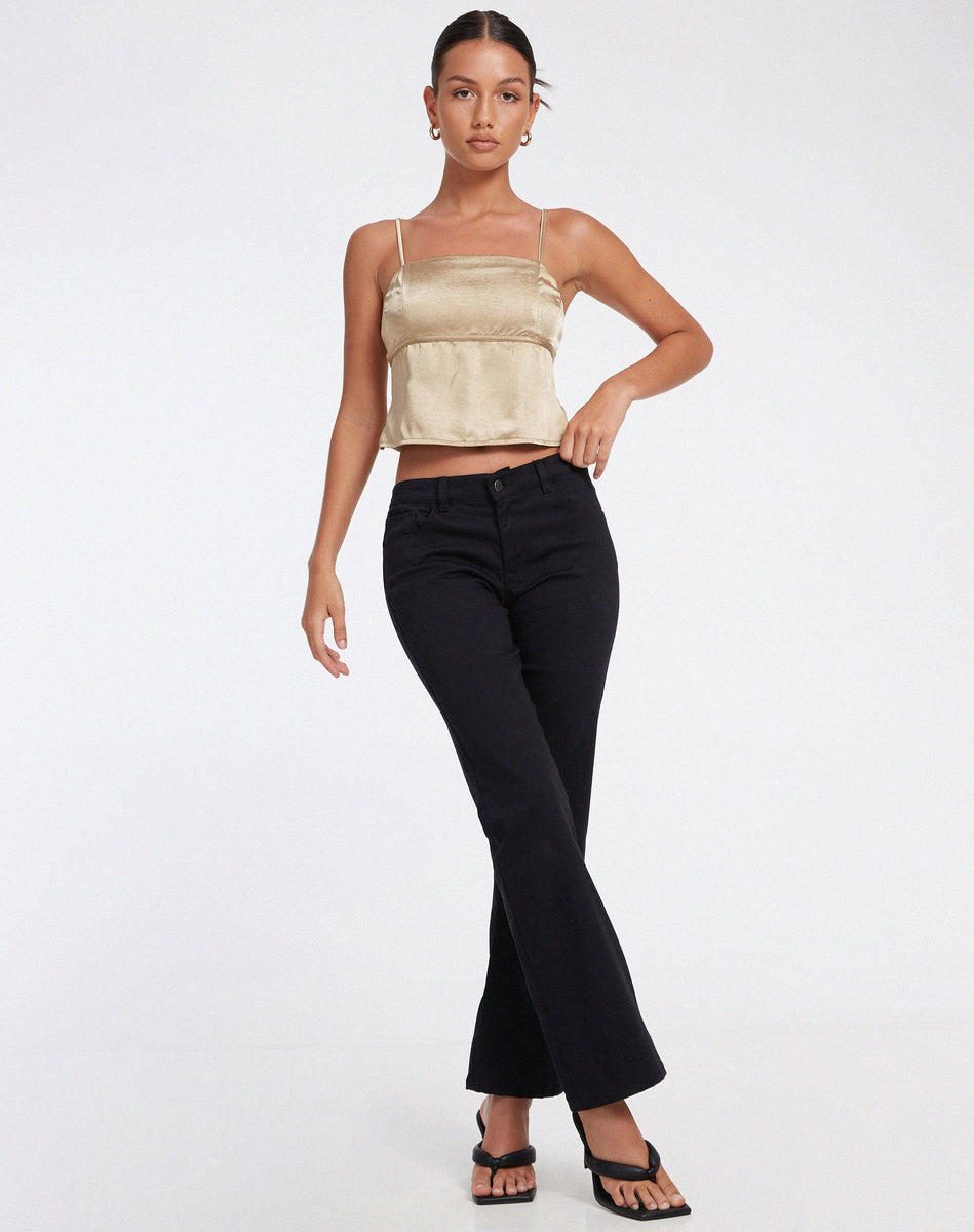 Gold Square Neck Satin Top | Nandina – motelrocks-com-eur