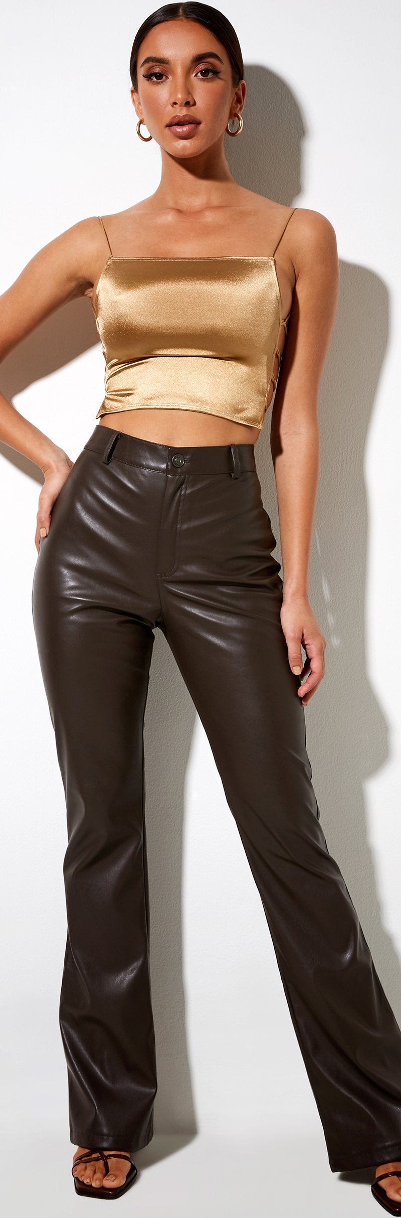 Backless Satin Gold Crop Top | Ozka – motelrocks-com-eur