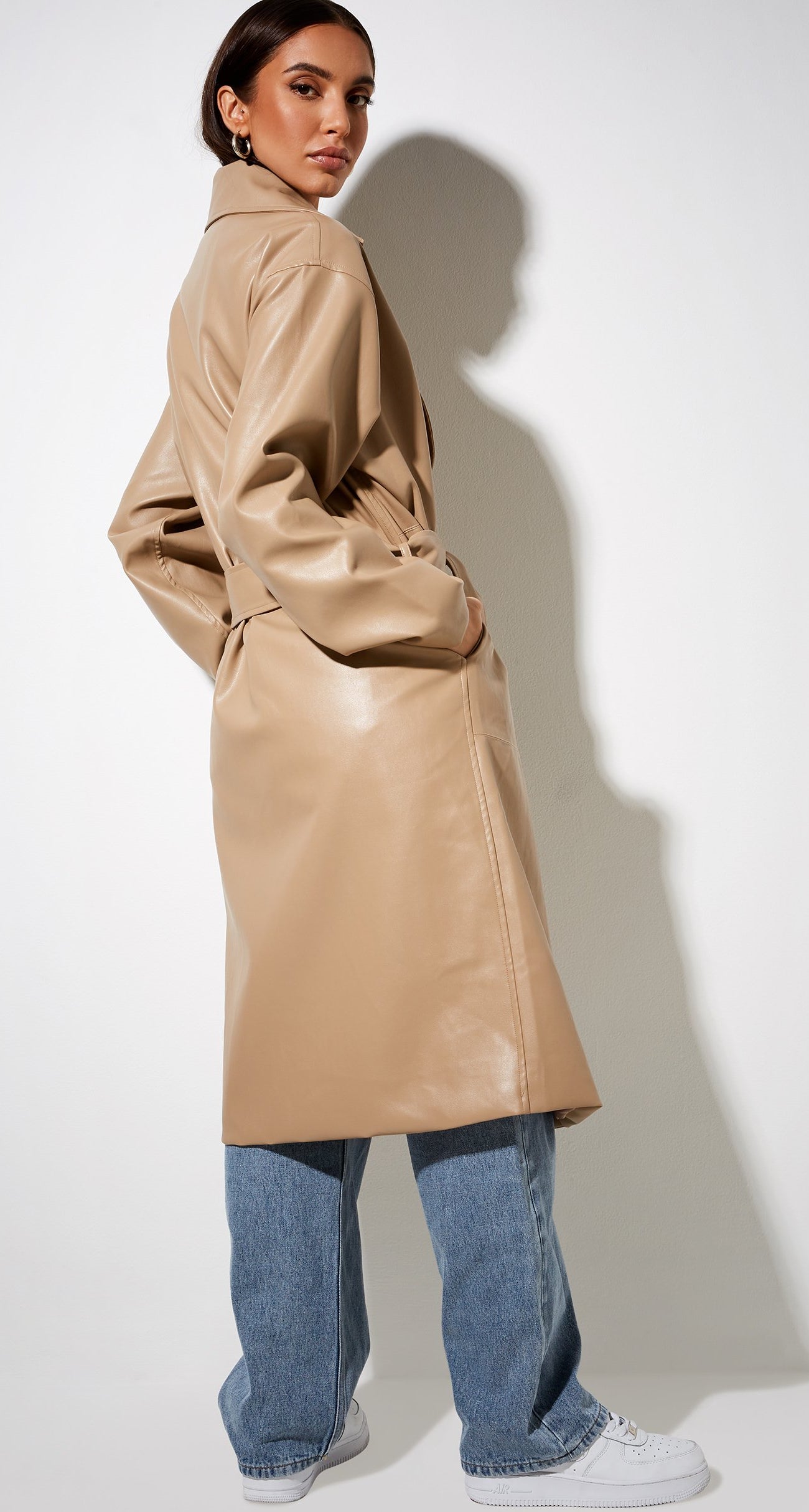 PU Tan Longline Coat | Duster – motelrocks-com-eur