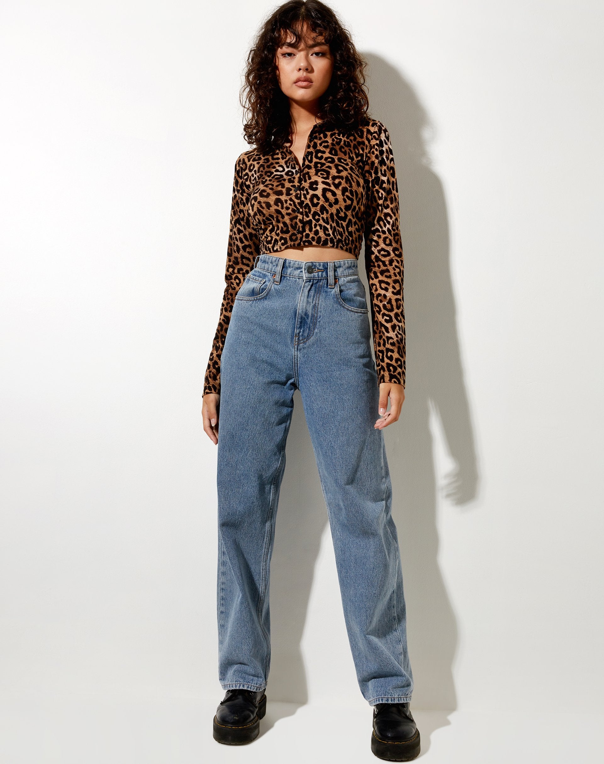 Long Sleeve Brown Leopard Print Crop Top | Ryals – motelrocks-com-eur