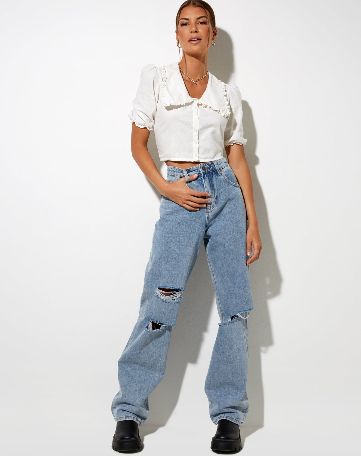 Big Collar White Blouse | Tucci – motelrocks-com-eur